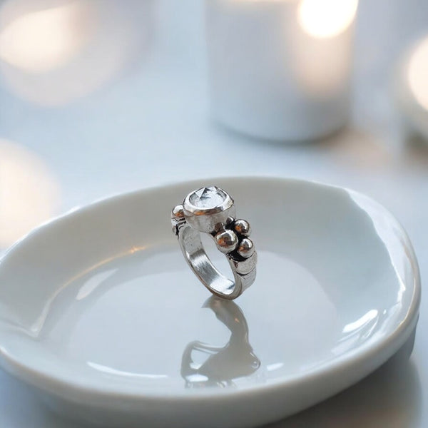 Anillo Elisa Lunar Topacio Blanco